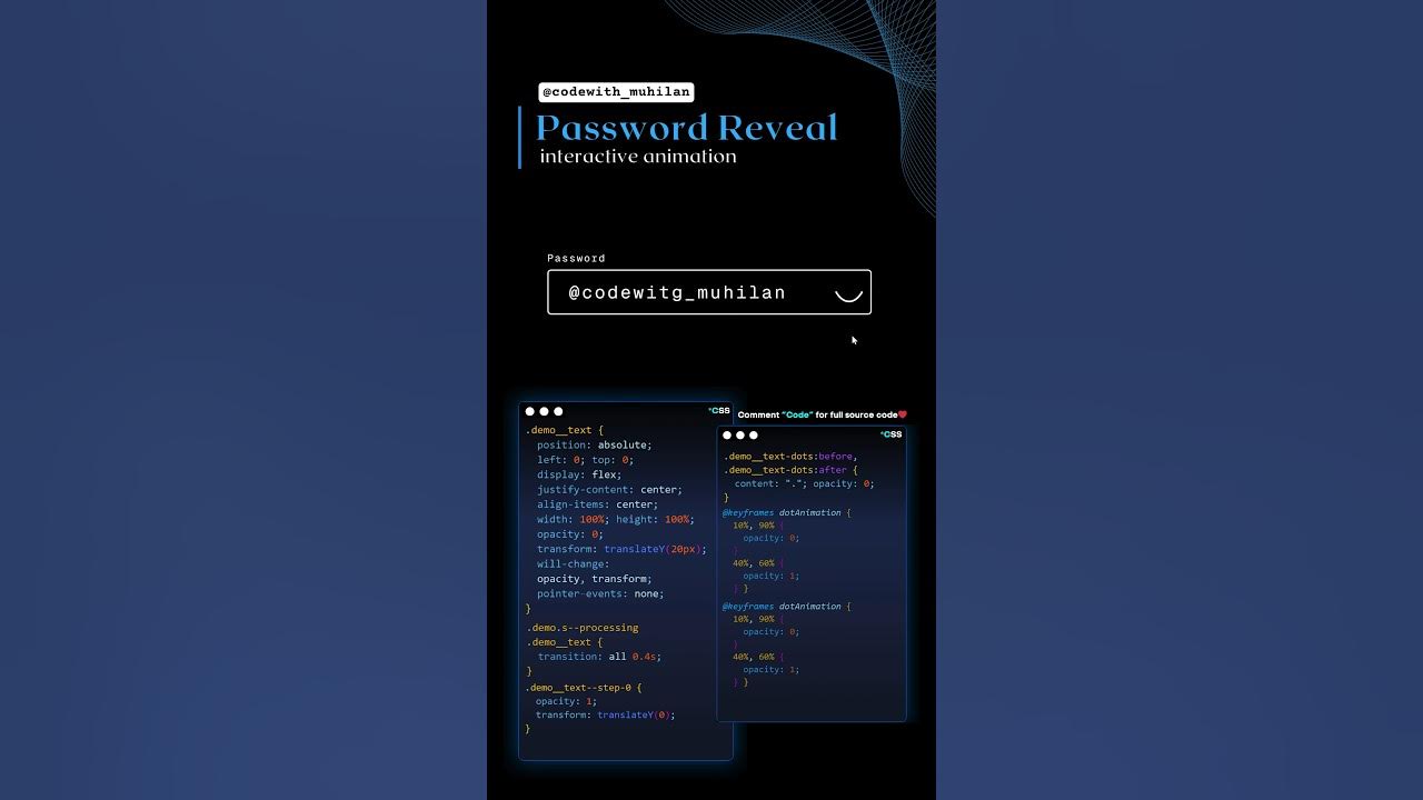 Password Reveal Animation Codewith Muhilan Css Coding Youtube