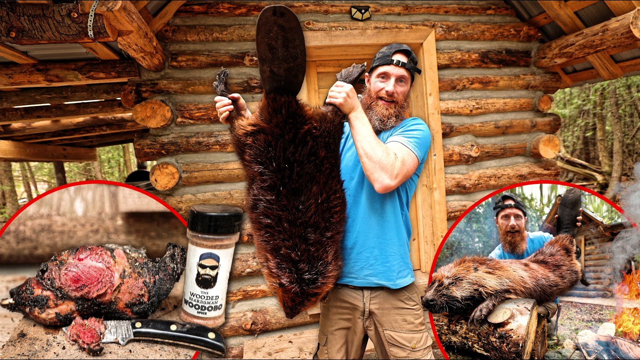 CAVEMAN COOKING the MASSIVE BEAVER (Survival Style!) - Catch, Cleaned ...