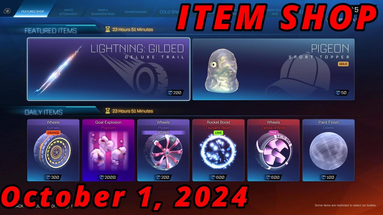 October 1 Rocket League Item Shop: POPCORN GOAL EXPLOSION! - YouTube