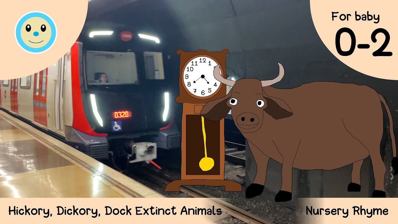 Hickory, Dickory, Dock Extinct Animals 🕰️🦤🦦🐐🦓🐃🦣 | Nursery Rhyme for Baby 👶🏻 | Ages 0-2 Years ...