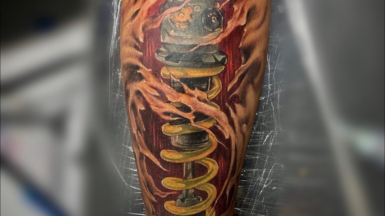 Biomech Shock Tattoos Nice To Finish This Up, Shock Absorber Is At