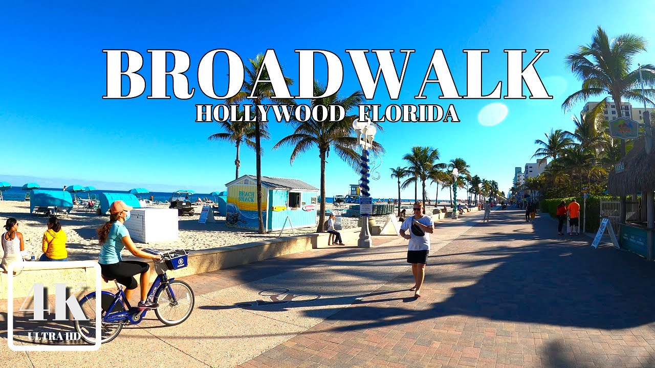 HOLLYWOOD BEACH BROADWALK 4K ULTRA HD 60FPS JANUARY 2021 FLORIDA USA AΩ ...