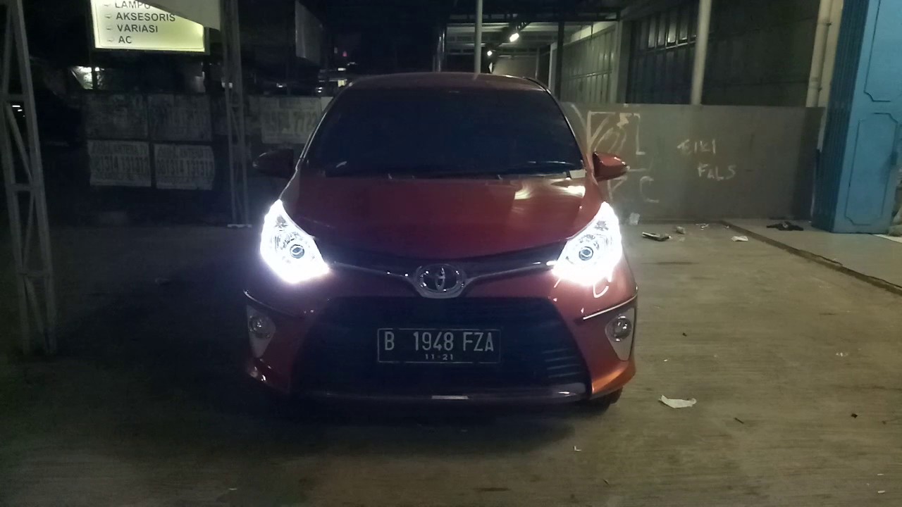 Toyota Calya with Double Angel Eye HID Projector Lens and Crystal DRL ...