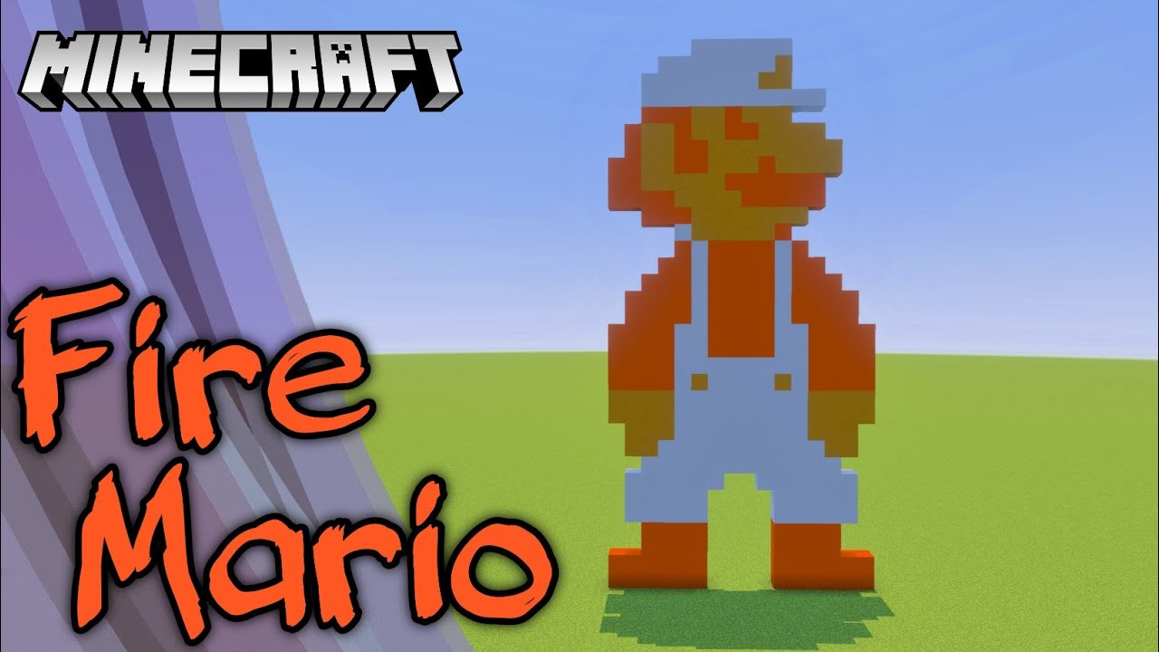 Minecraft Pixel Art Tutorial - Fire Mario (Super Mario Bros.) - YouTube