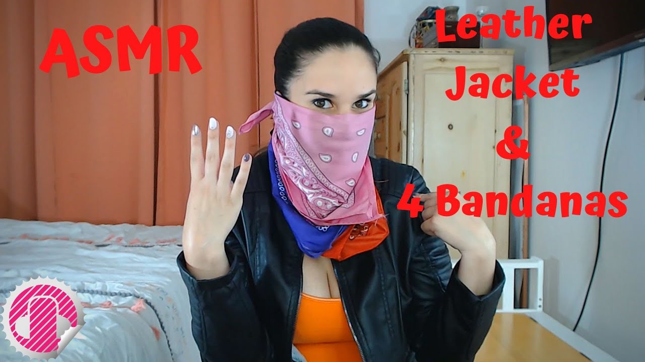 ASMR-Leather Jacket & 4 Bandanas for Muffled Whispering!!! - YouTube