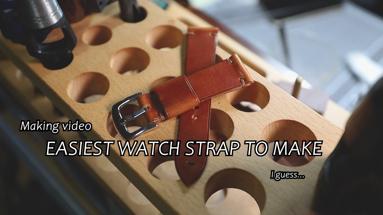 Easiest watch strap to make, leathercraft making watch strap - YouTube