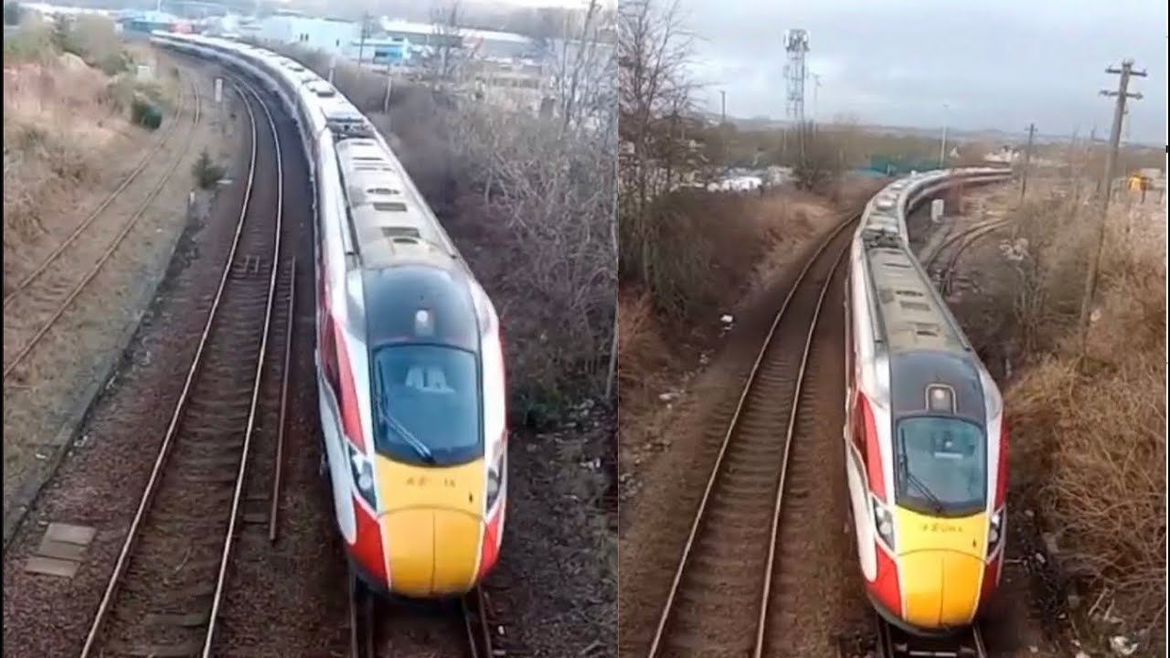 2 Azuma trains at Wellington Road Bridge, Aberdeen with mega horns from ...