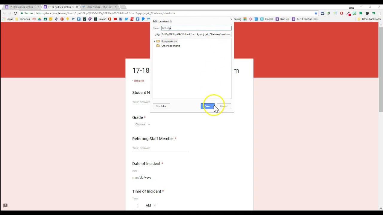 Adding or Editing Blue and Red Slip Online Referral Form - YouTube