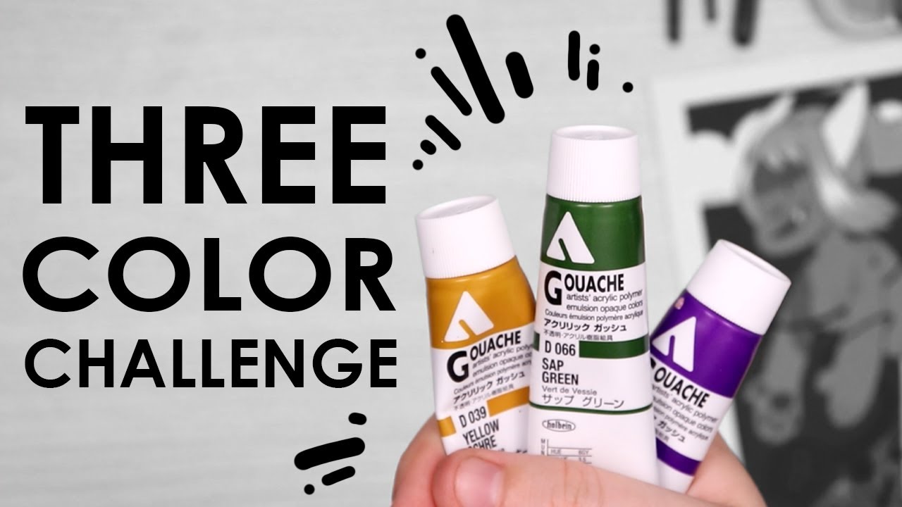 3 RANDOM COLOR CHALLENGE - Gouache Edition!!! - YouTube