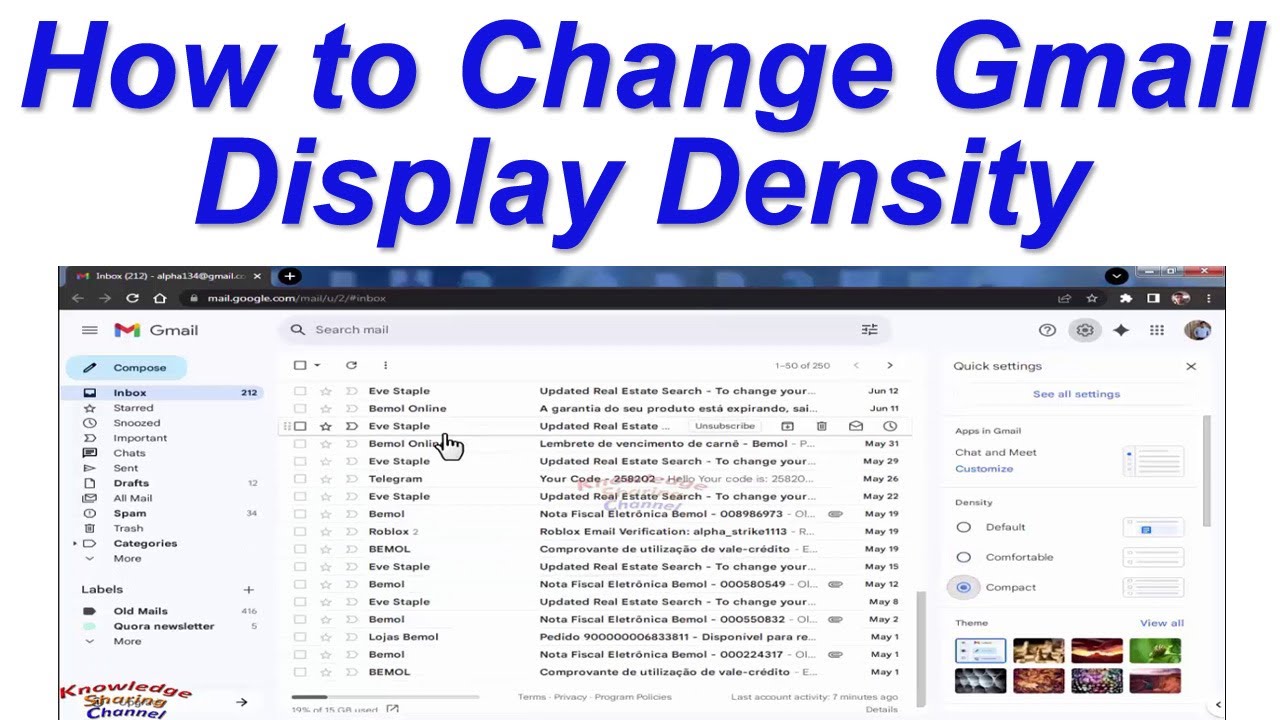 How to Change Gmail Display Density - YouTube