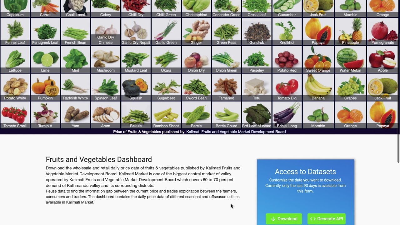 Kalimati Fruits and Vegetable Dashboard - Open Data Nepal (Video Tour ...