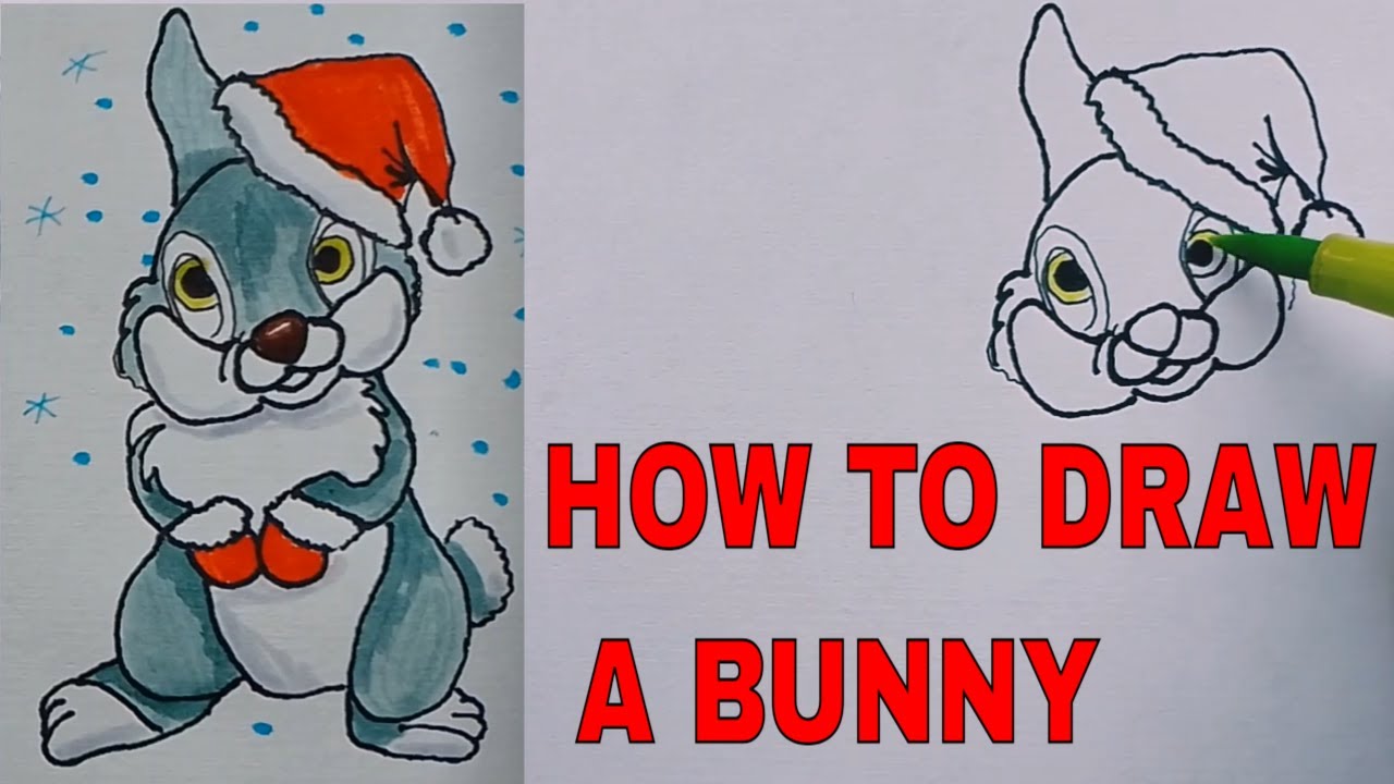 how to draw a christmas bunny easy - YouTube