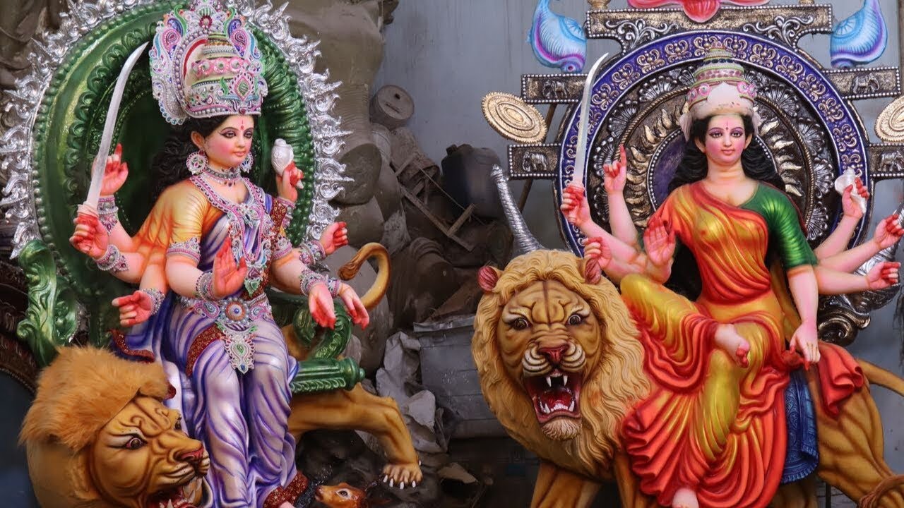 durga idol making | durga mata making process - YouTube