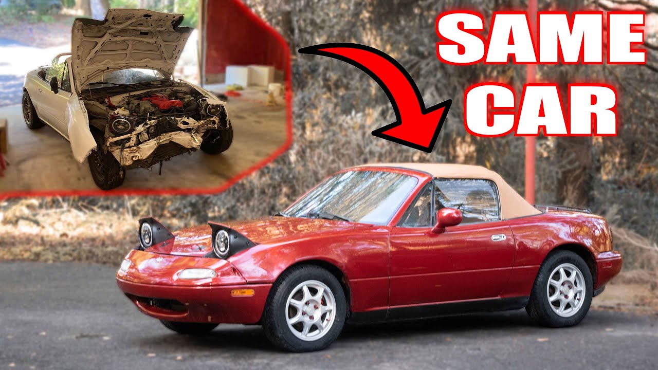 From TOTALED to RESTORED: Wrecked Mazda Miata FINALE - YouTube
