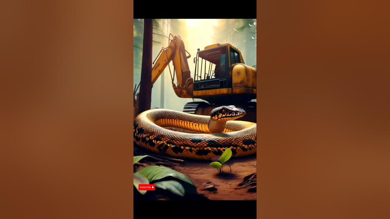 Excavator wrapped around by big python in forest - YouTube