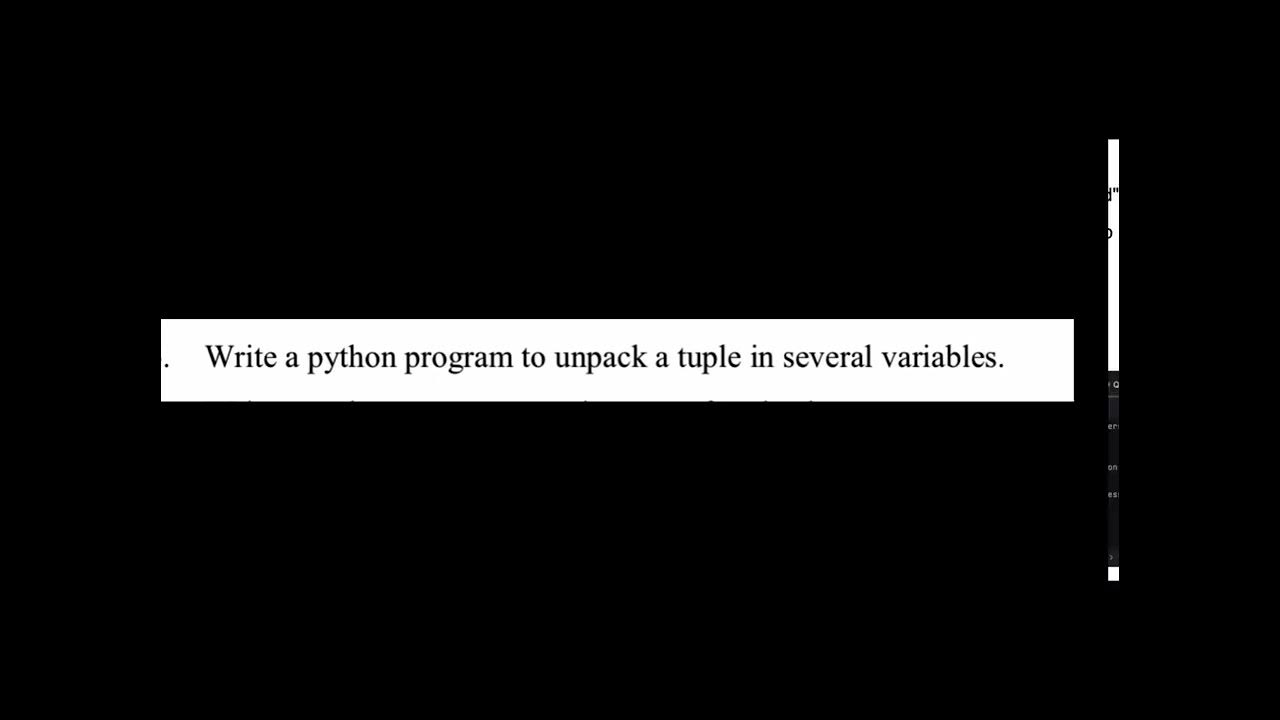 Write a python program to unpack a tuple in several variables. - YouTube