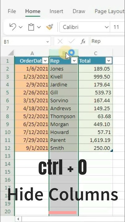 Keyboard shortcut to hide columns in MS Excel #excel #computerexcel ...