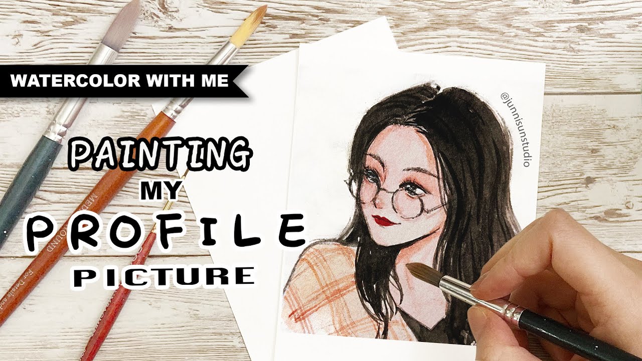 [WATERCOLOR WITH ME | PORTRAIT] How I paint my PROFILE PICTURE | with ...