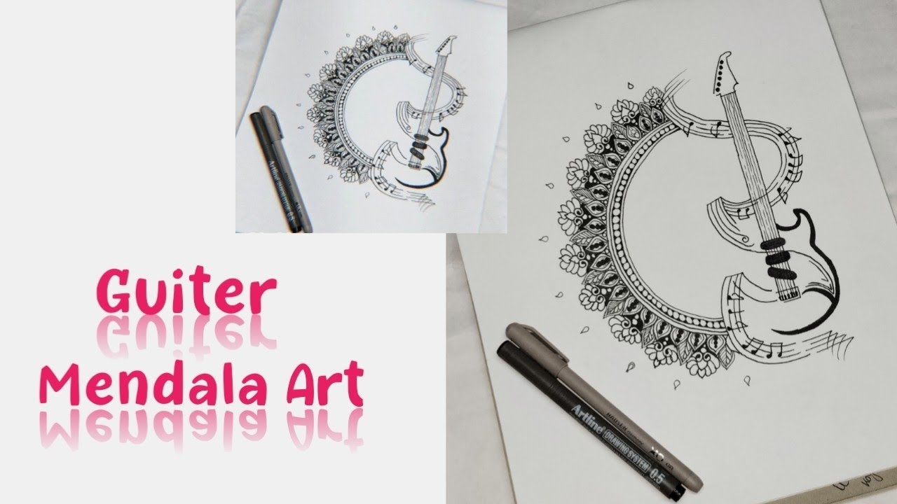 How To Draw Mandala Art For Guiter | Easy Drawing | Guiter Mendala Art ...