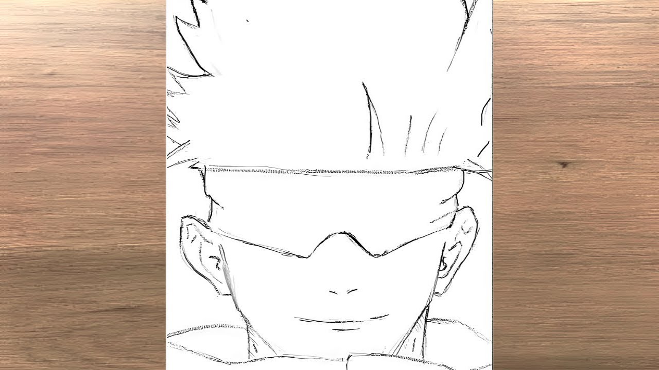Gojo Satoru Easy face Drawing Tutorial Step-by-Step | Anime Drawing ...