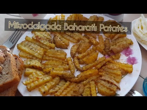 Minimum yağ ile Kızartma tadında baharatlı patates.. (mikrodalgada patates)