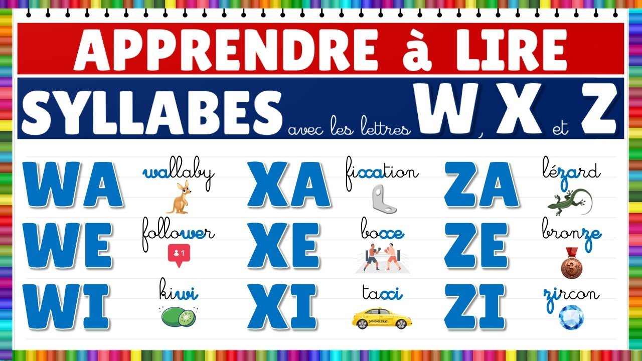 Apprendre à lire || Montessori || Syllabes avec les lettres W, X et Z ...