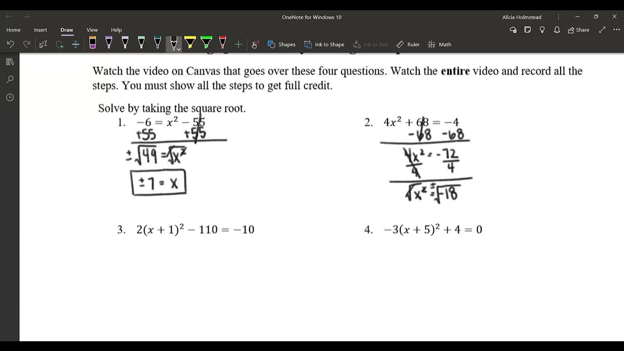 Solving Quadratics by Taking the Square Root Review - YouTube