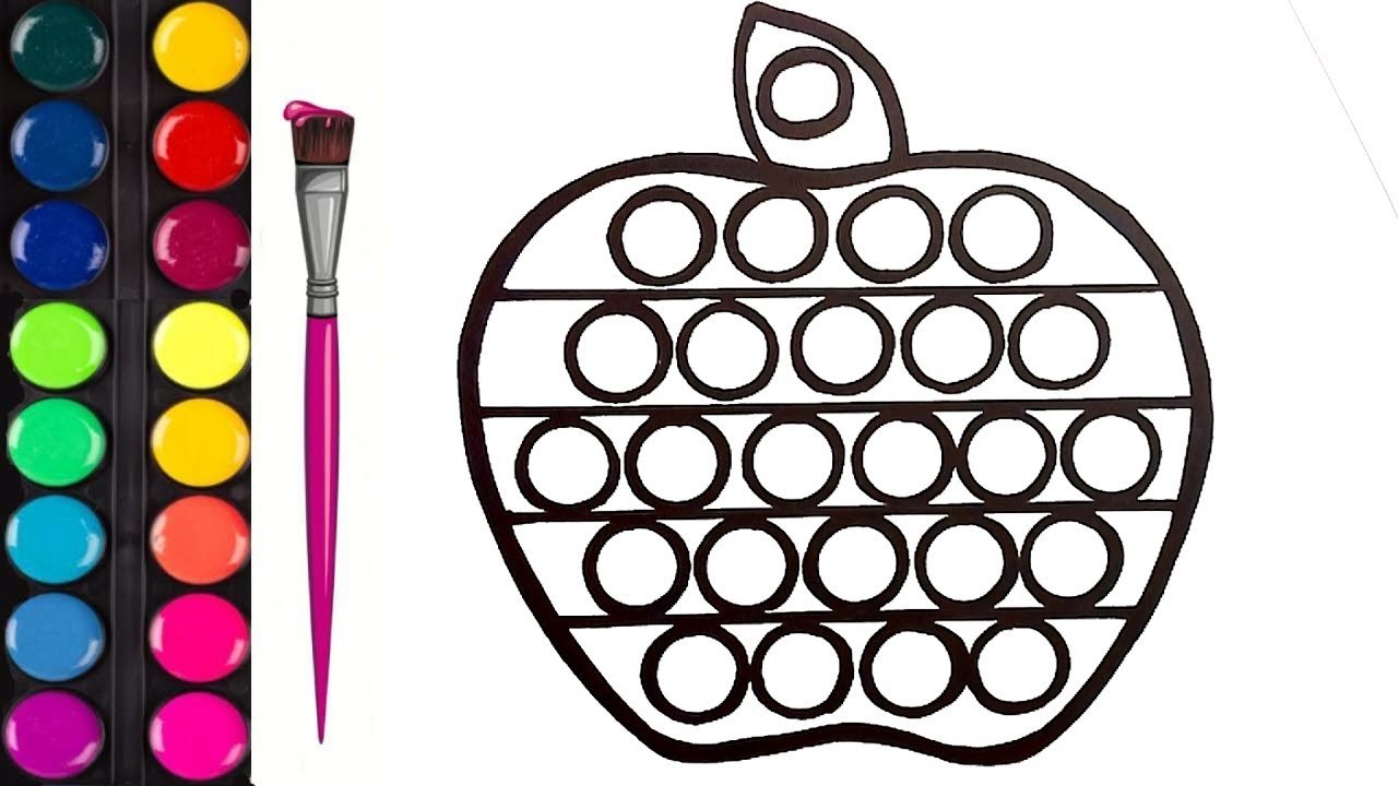 pop it apple drawing, colouring for kids and toddlers ||ABCD rhymes ...