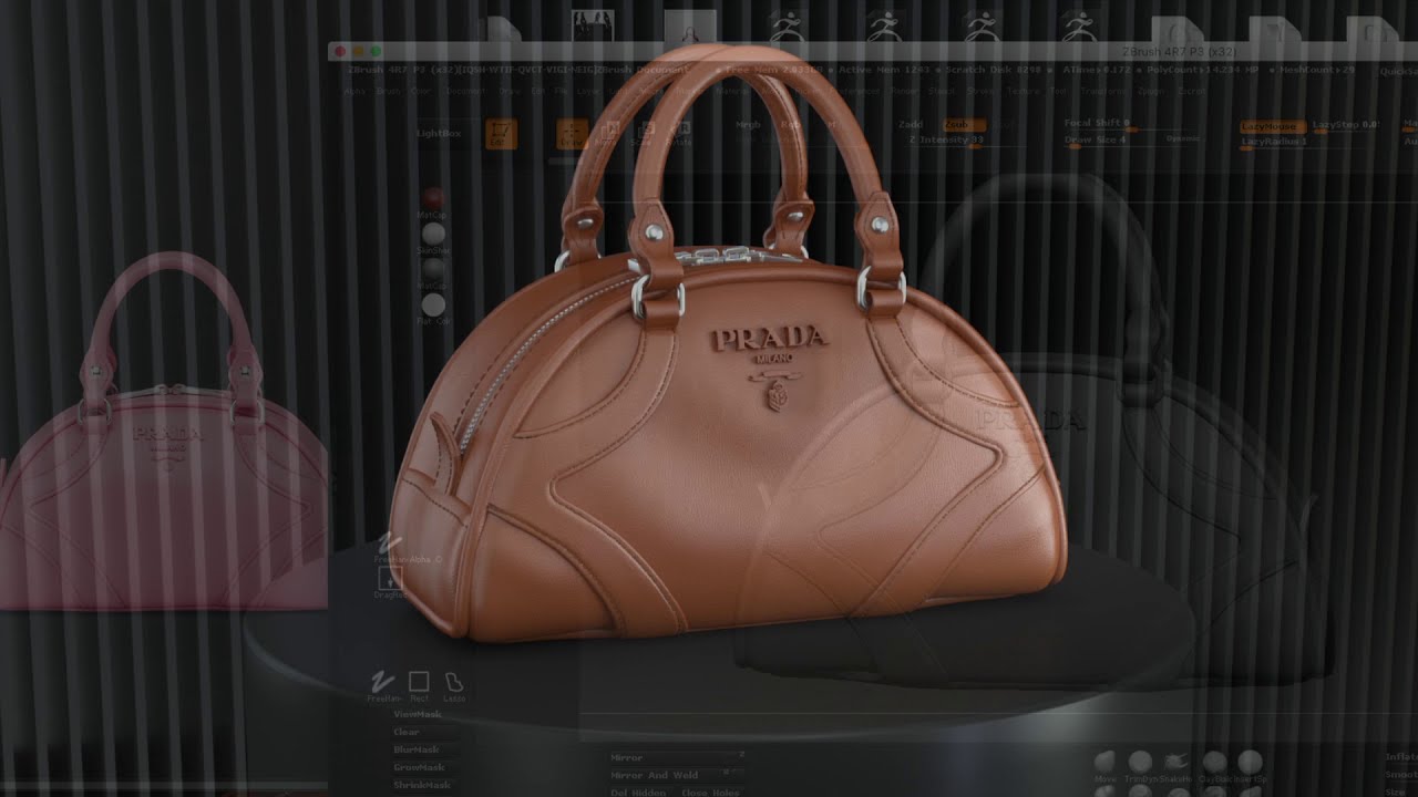 Prada Bowling Handbag Modeling Process - YouTube