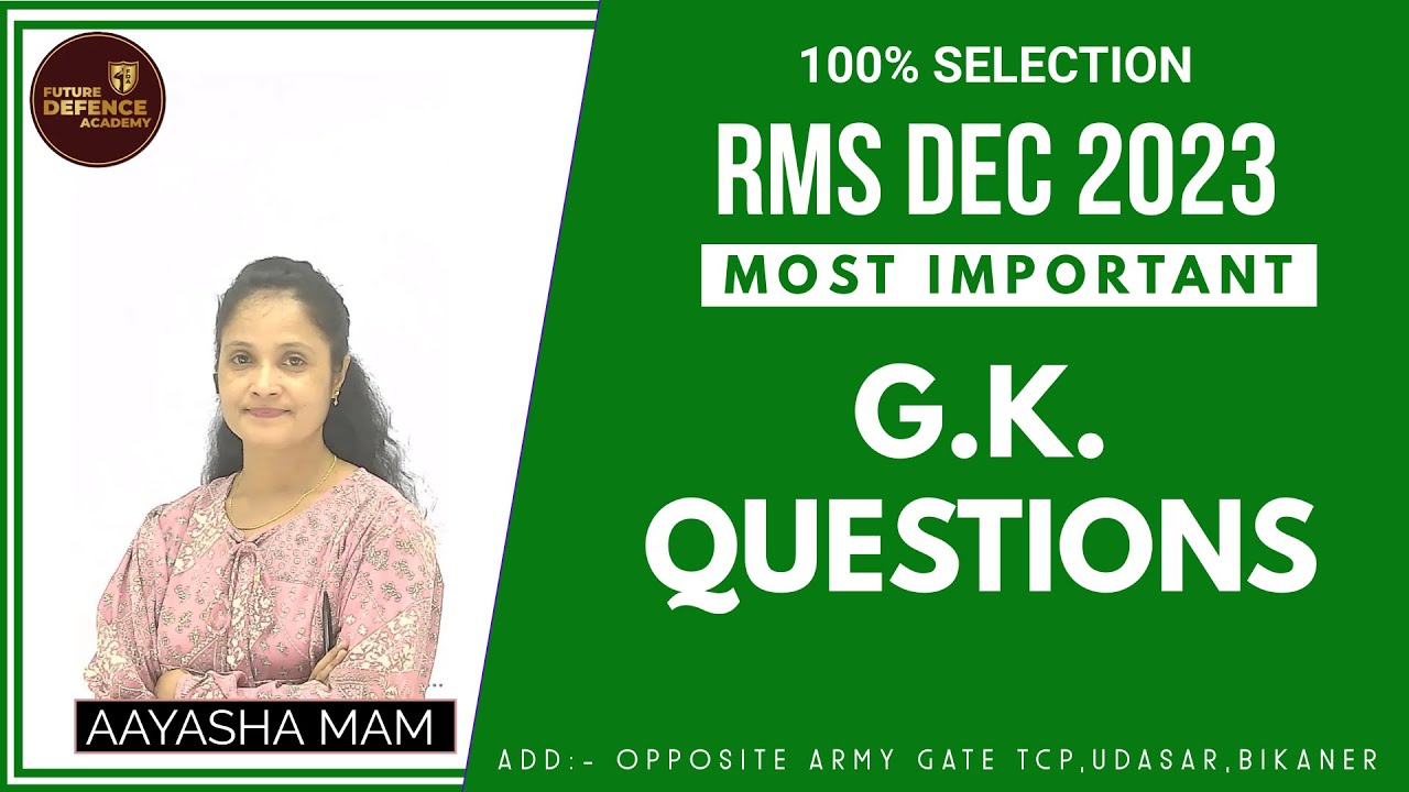 IMPORTANT G.K QUESTIONS FOR RMS/ SAINIK SCHOOL|RMS 2023 #fda # ...