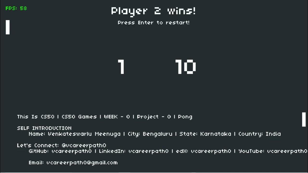 Pong Game - Classic Arcade Remake with LOVE2D | This Is CS50 | CS50 Games | WEEK - 0 | Project ...