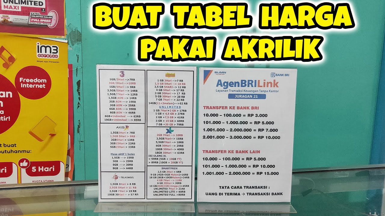 MEMBUAT DAFTAR HARGA KONTER MENGGUNAKAN AKRILIK - YouTube
