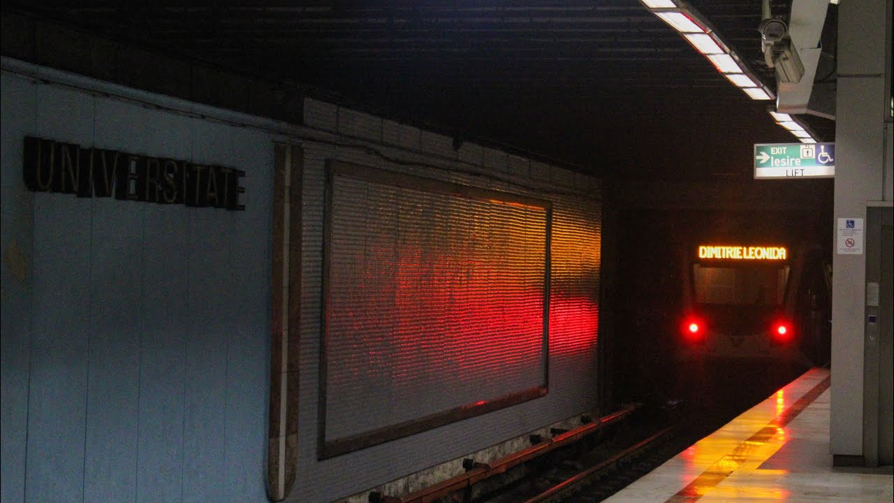 CAF BM3 trains “1313-2313 Tisa” and “1316-2316 Suceava” at UNIVERSITATE ...