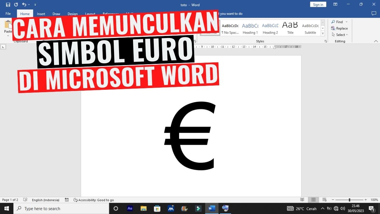 Cara Memunculkan Simbol Euro di Microsoft Word - YouTube