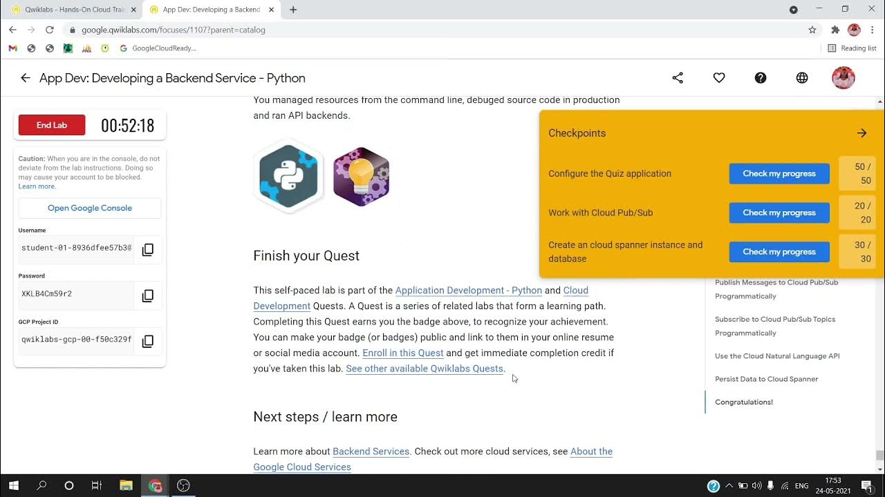 [NEW] - Qwiklabs - App Dev: Developing a Backend Service - Python [GSP187] - YouTube
