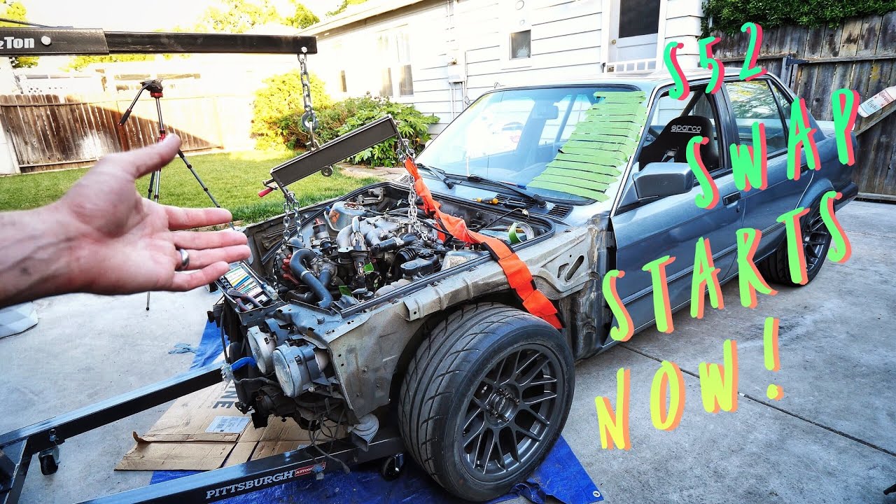 S52 SWAP BMW E30 Begins Pulling the Engine [4K] - YouTube