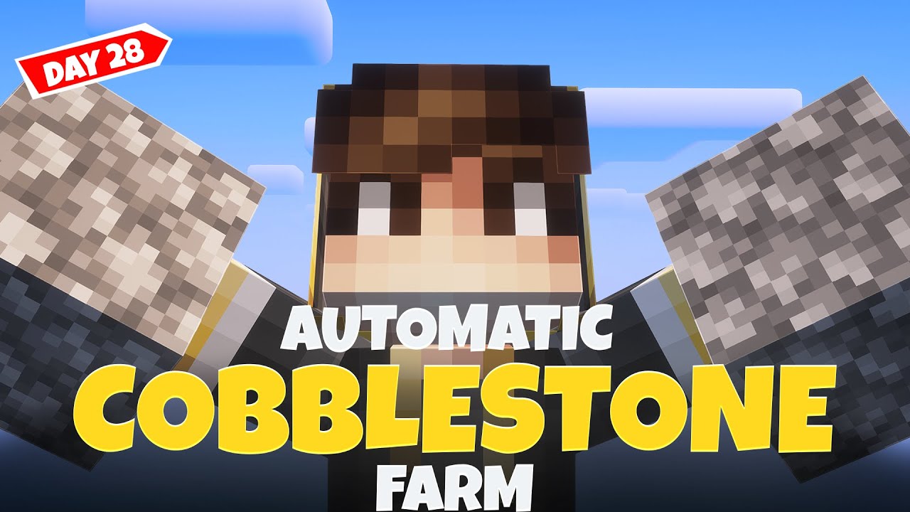 Building the ULTIMATE Automatic Cobblestone Farm! / DAY 28 / Minecraft ...