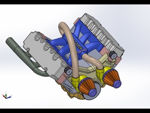 6 cylinder V-type Diesel Engine Assembly and Motion - YouTube