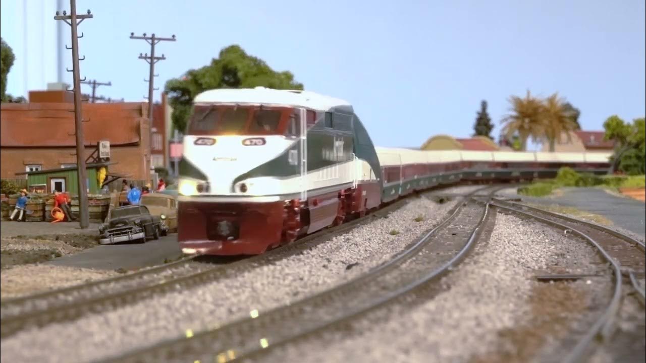 HO kitbashed Amtrak Cascades Talgo train w/OMI F59PHi, Bachmann SC44 Charger and Rapido F40 NPCU ...
