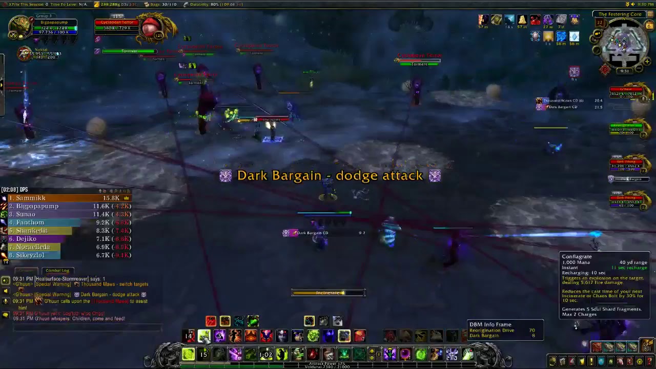 World of Warcraft Destruction Warlock Into Uldir Raid Night Last 3 ...