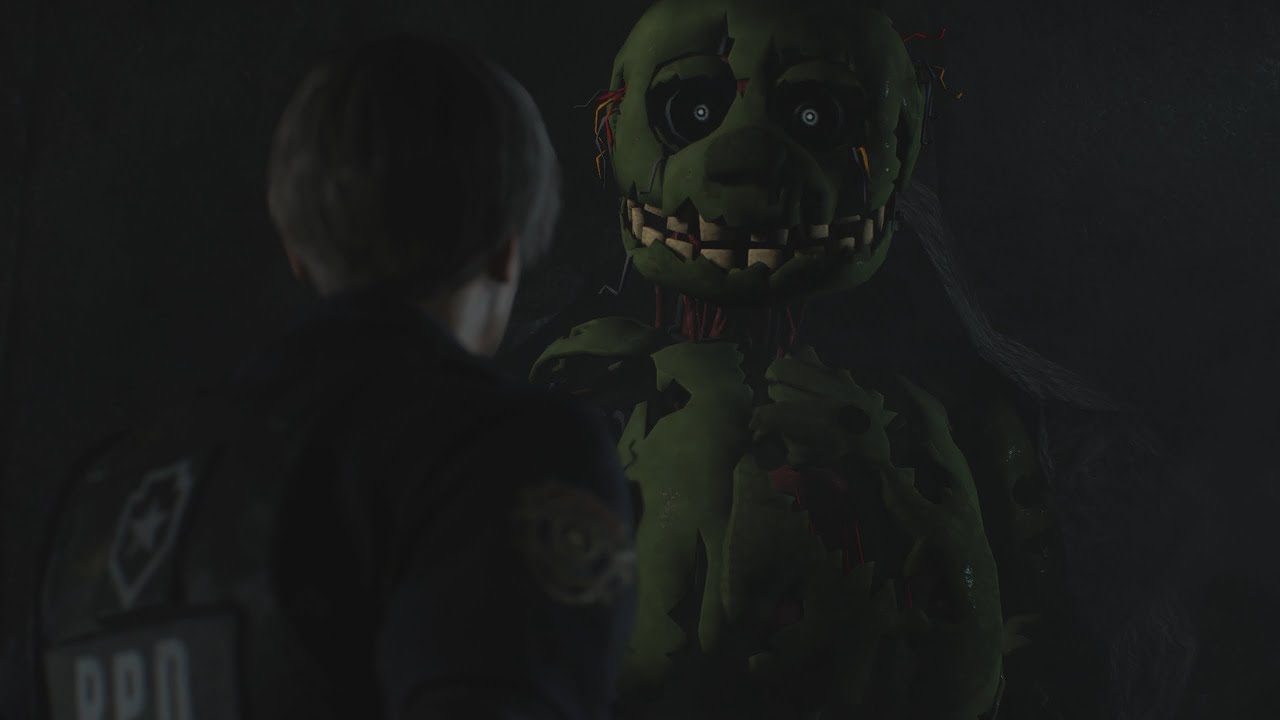 Resident Evil 2 Remake Leon Meets Springtrap - YouTube