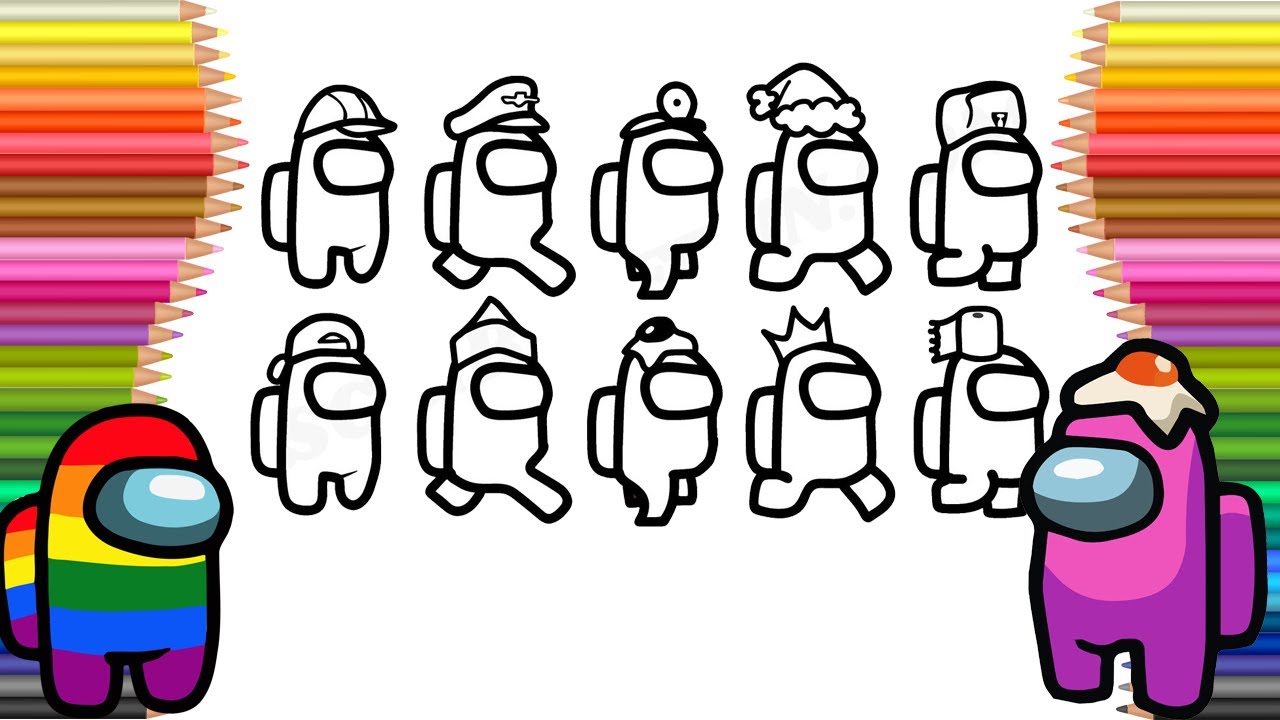 MANY AMONG US | AMONG US | How to Draw & Coloring Pages & Kids Songs ...