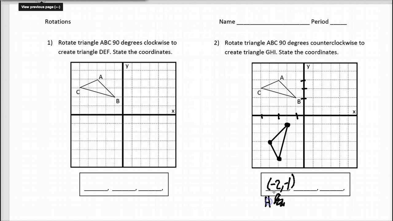 Math1 G1 Rigid Transformations Rotation Classwork - YouTube