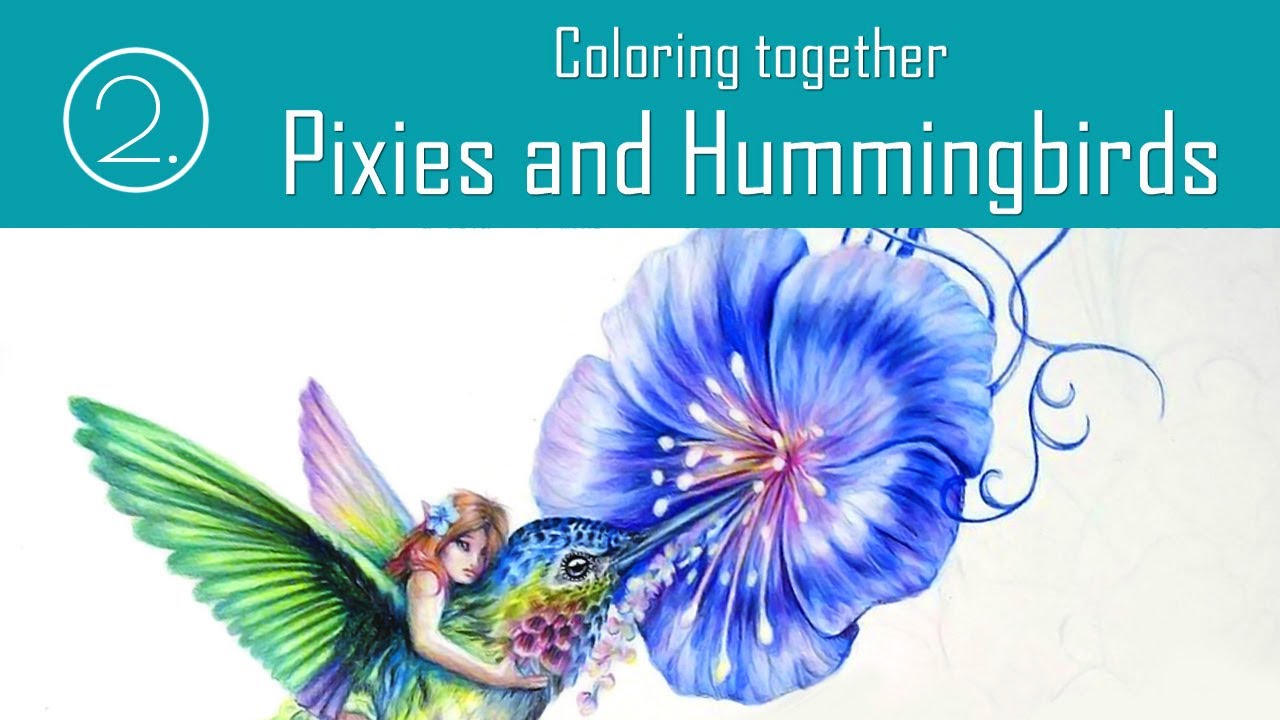 How to draw - Coloring together Part 2 - Pixies and Hummingbirds - YouTube