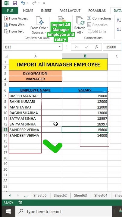import All Manager Employee and salary #shorts #excel #exceltips # ...