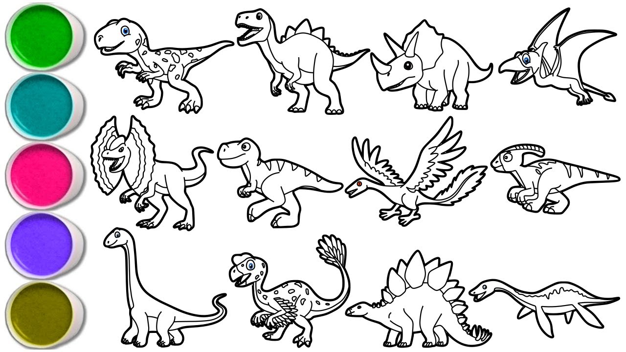 DRAW Amazing Dinosaurs in 20 Minutes - T Rex, Spinosaurus, Triceratops ...