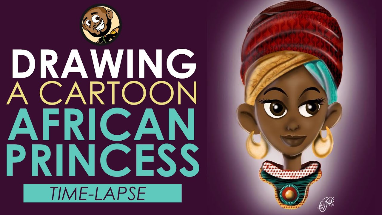 Drawing a cartoon African princess (time-lapse) - YouTube