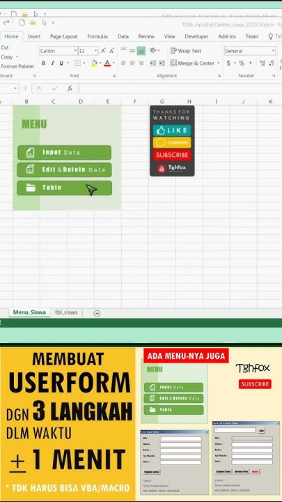 Mirip Chat GPT - Tutorial Excel Otomatis - Create Userform CRUD kurang dari satu menit #shorts ...