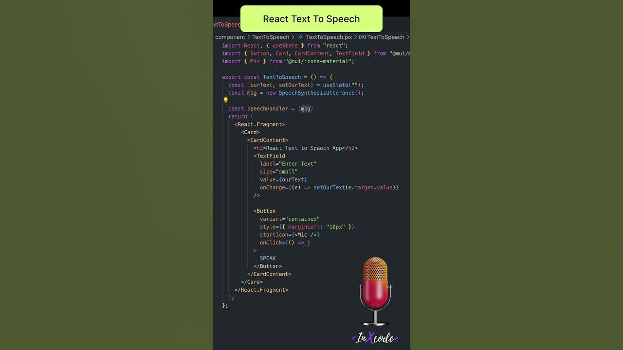 How to convert Text into voice 🎙 | React JS #shorts #short #trending #reactjs #ytshorts # ...