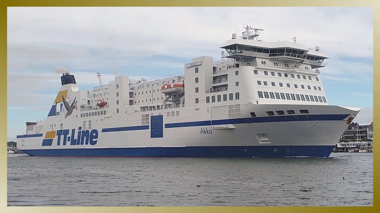 TT-Line Fähre AKKA: Abfahrt aus Travemünde am 22. Juni 2024 - YouTube